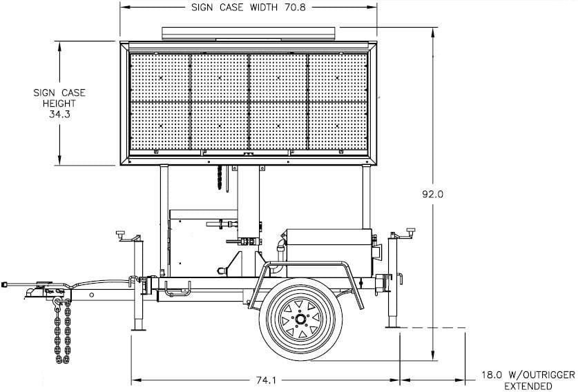 3' x 6' Trailer Mounted Message Sign - CMS-GP232T - Full Matrix Display ...