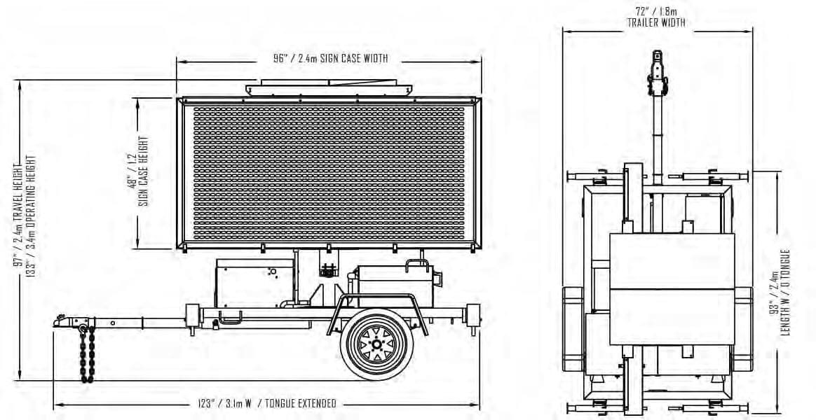 4' x 8' Trailer Mounted Message Sign - CMS-GP432T - Full Matrix Display ...